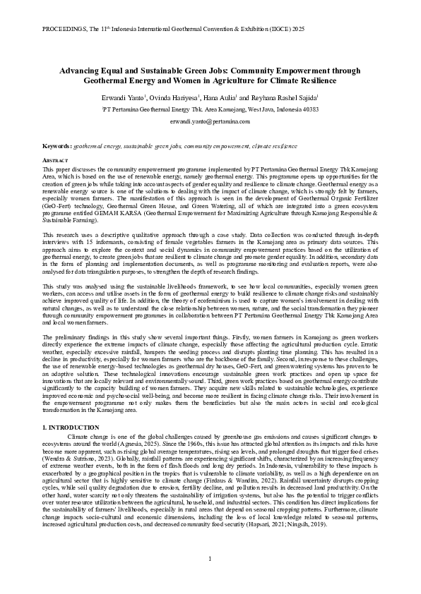 (PDF) Advancing Equal and Sustainable Green Jobs: Community Empowerment ...