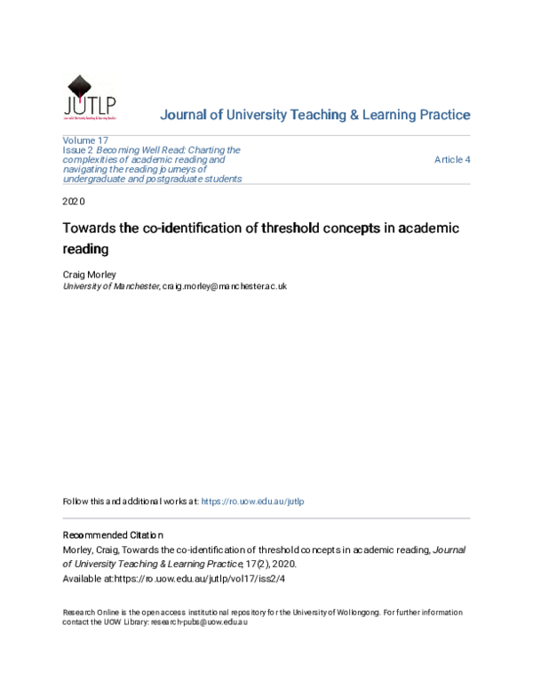 (PDF) Towards the co-identification of threshold concepts in academic ...