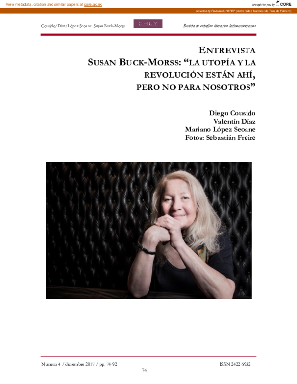 (PDF) Entrevista. Susan Buck-Morss: “la utopía y la revolución están ...