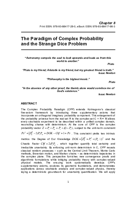 (PDF) The Paradigm of Complex Probability and the Strange Dice Problem