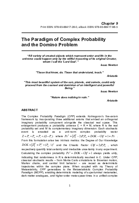 (PDF) The Paradigm of Complex Probability and the Domino Problem