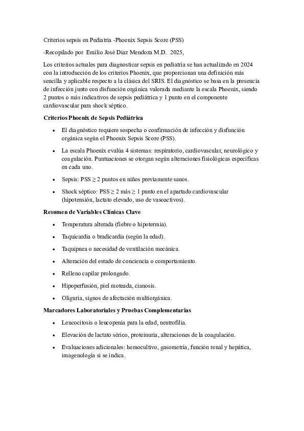 (PDF) Criterios sepsis en Pediatria -Phoenix Sepsis Score (PSS)