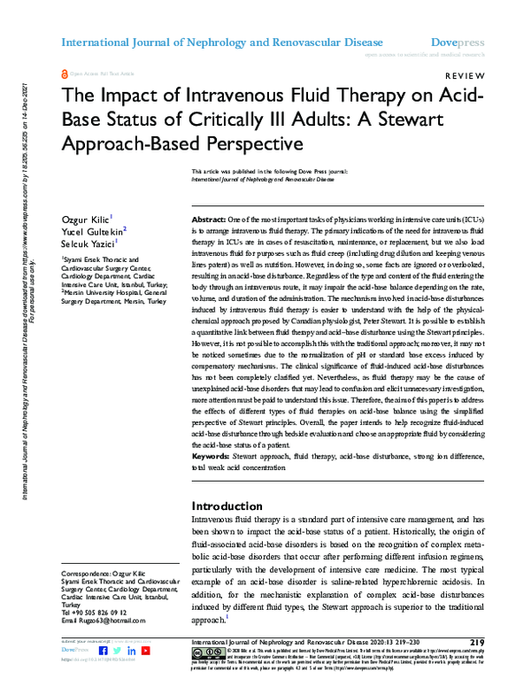 (PDF) The Impact of Intravenous Fluid Therapy on Acid-Base Status of ...