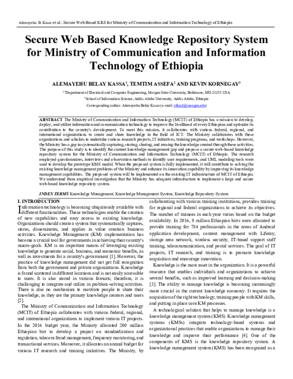 (PDF) Secure Web Based Knowledge Repository System for Ministry of Communication and Information ...
