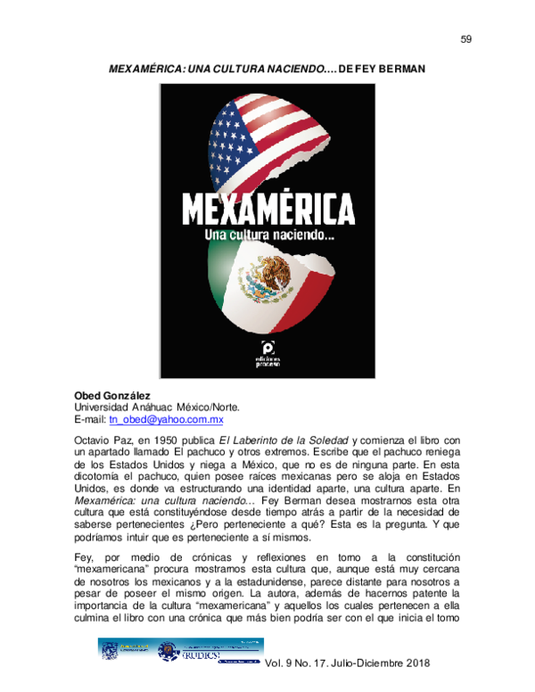 (PDF) Mexamérica: Una cultura naciendo… De Fey Berman