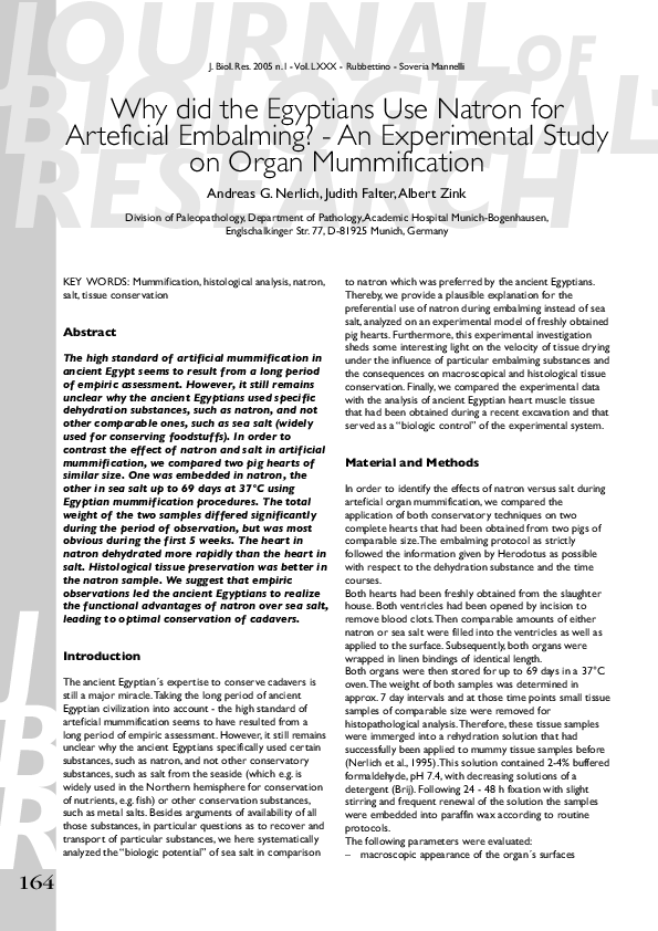 (PDF) Why did the Egyptians use natron for artificial embalming? An ...