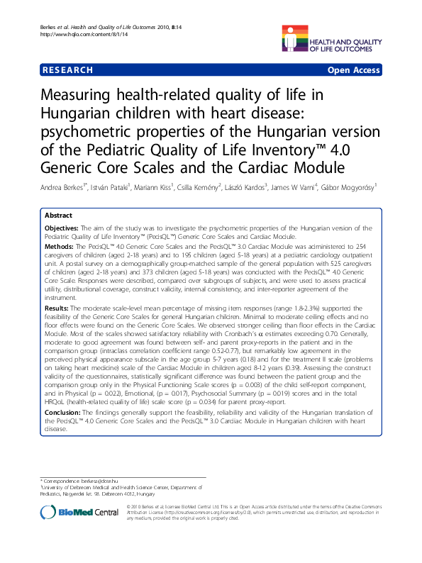 (PDF) Measuring health-related quality of life in Hungarian children ...