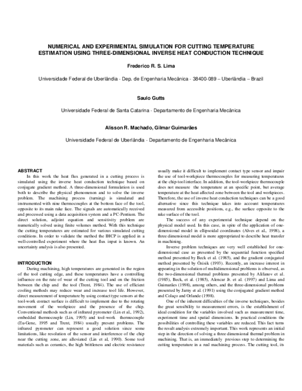 (PDF) Numerical and experimental simulation for heat flux and cutting temperature estimation ...