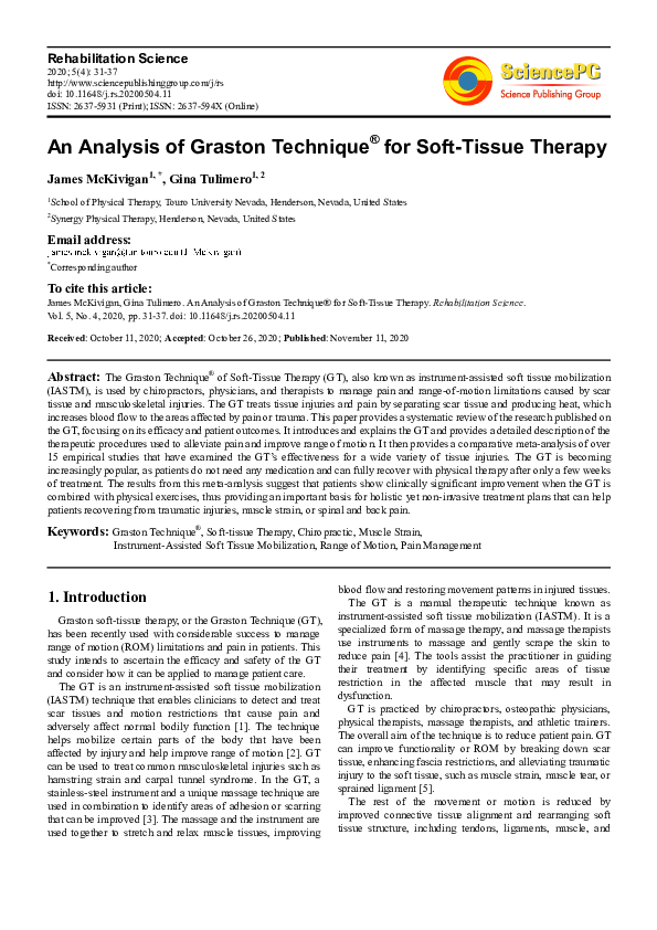 (PDF) An Analysis of Graston Technique ® for Soft-Tissue Therapy