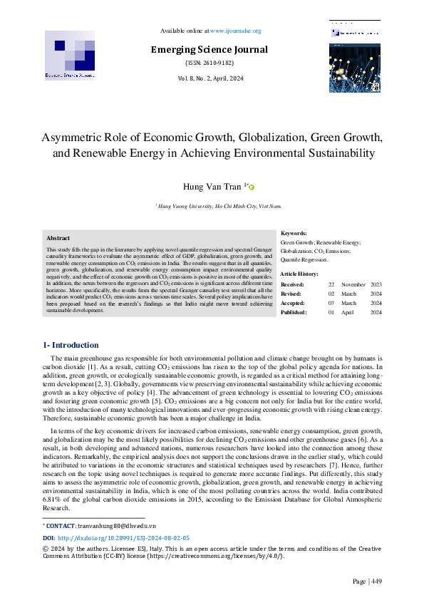 (PDF) Asymmetric Role of Economic Growth, Globalization, Green Growth ...