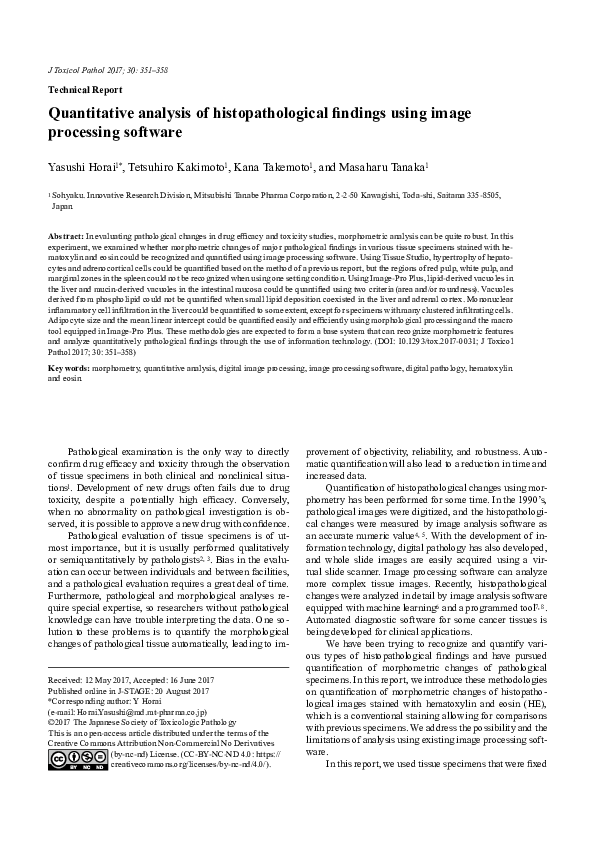 (PDF) Quantitative analysis of histopathological findings using image ...