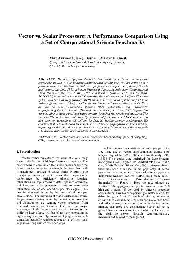 (PDF) Vector vs. Scalar Processors: A Performance Comparison Using a Set of Computational ...