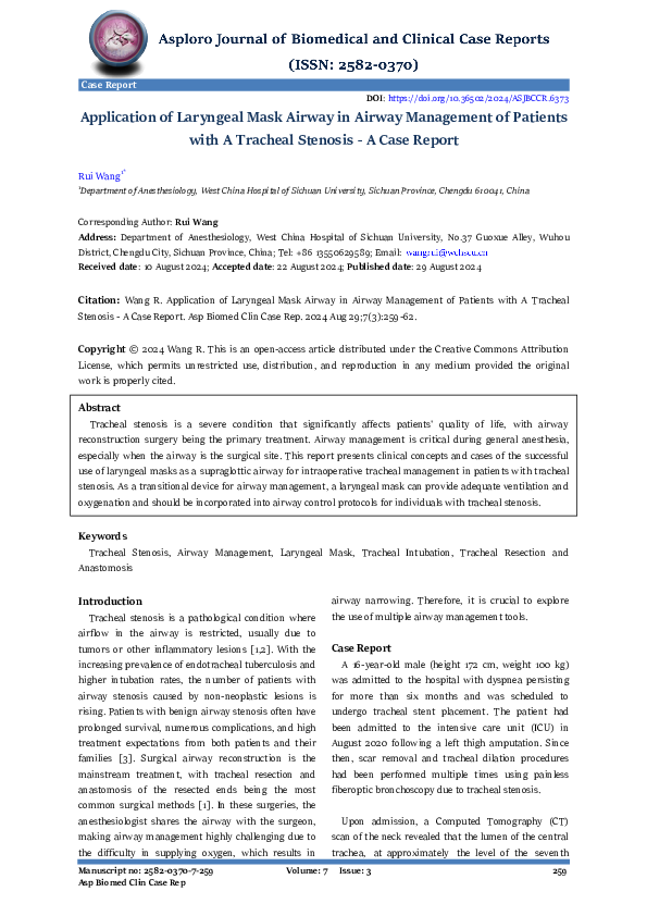 (PDF) Application of Laryngeal Mask Airway in Airway Management of ...