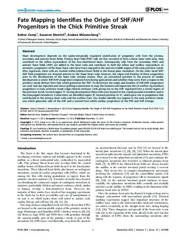(PDF) Fate Mapping Identifies the Origin of SHF/AHF Progenitors in the ...