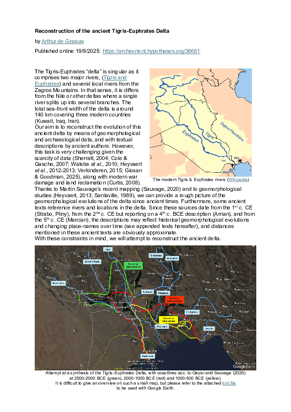 (PDF) Reconstruction of the ancient Tigris-Euphrates Delta