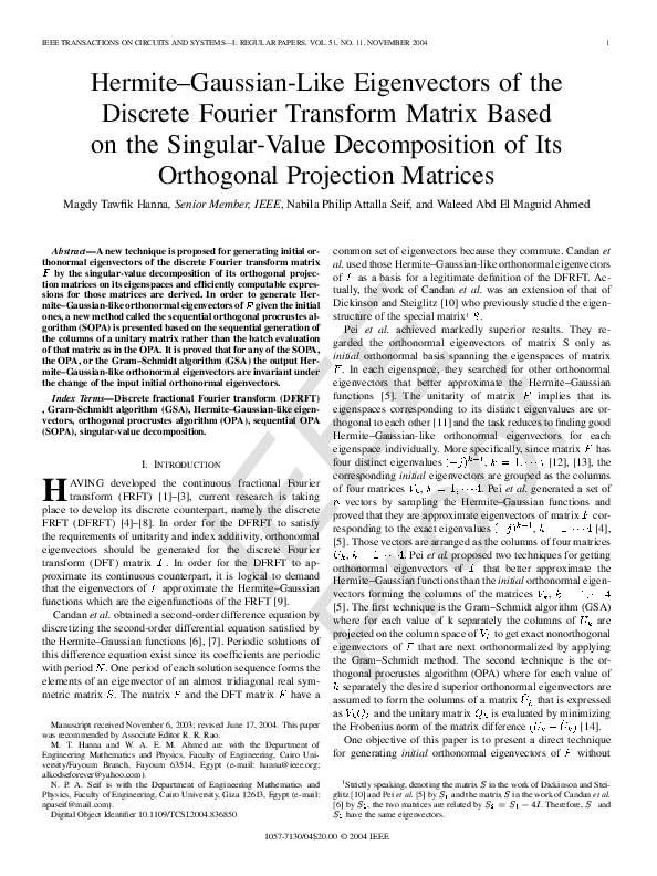(PDF) Hermite gaussian like eigenvectors of the discrete fractional ...