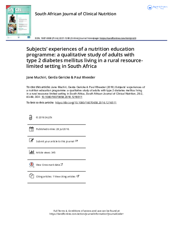 (PDF) Subjects’ experiences of a nutrition education programme: a qualitative study of adults ...