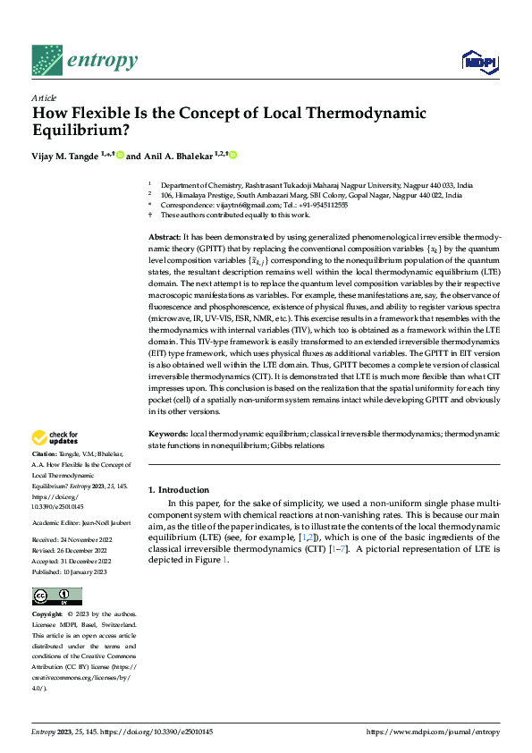 (PDF) How Flexible Is the Concept of Local Thermodynamic Equilibrium?