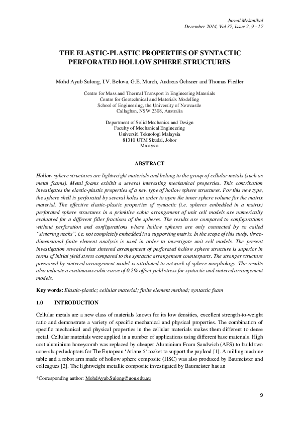 (PDF) Prediction of the elastic properties of syntactic perforated ...
