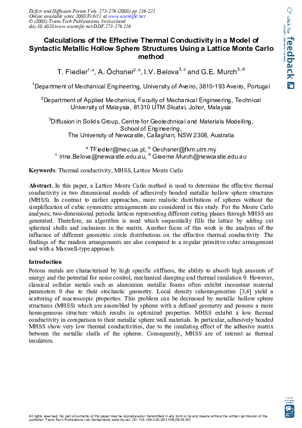 (PDF) Calculations of the Effective Thermal Conductivity in a Model of ...