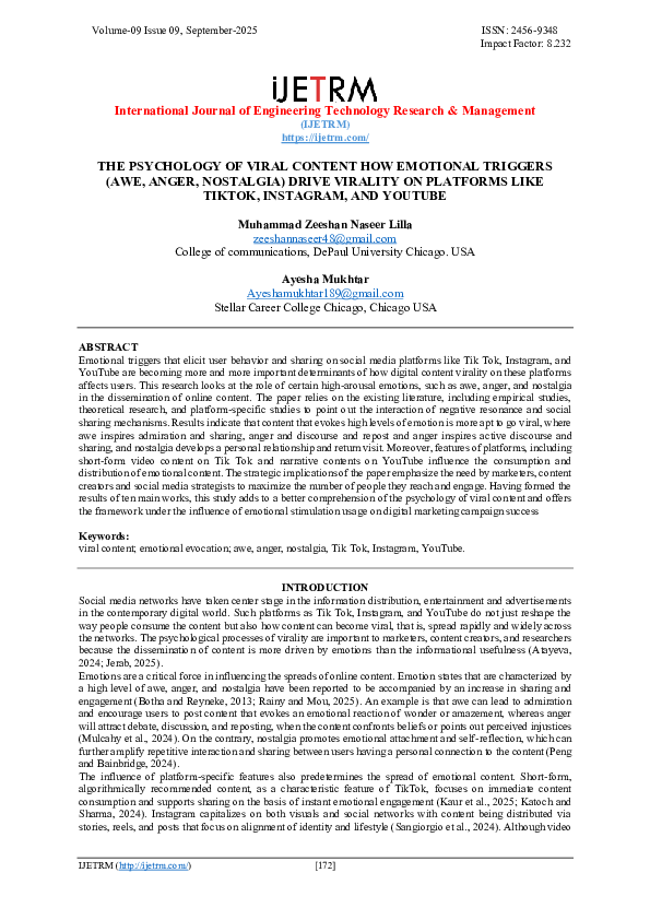 (PDF) THE PSYCHOLOGY OF VIRAL CONTENT HOW EMOTIONAL TRIGGERS (AWE ...