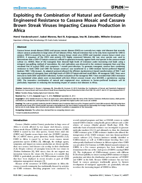 (PDF) Exploiting the Combination of Natural and Genetically Engineered Resistance to Cassava ...