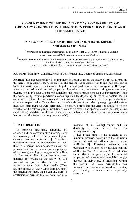 (PDF) Measurement of the Relative Gas Permeability of Ordinary Concrete ...