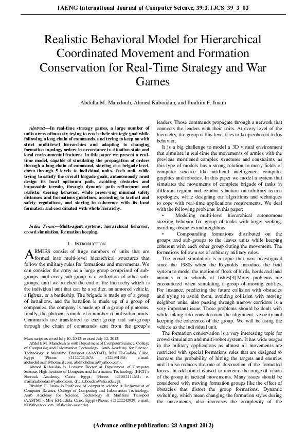 (PDF) Realistic Behavioral Model for Hierarchical Coordinated Movement ...