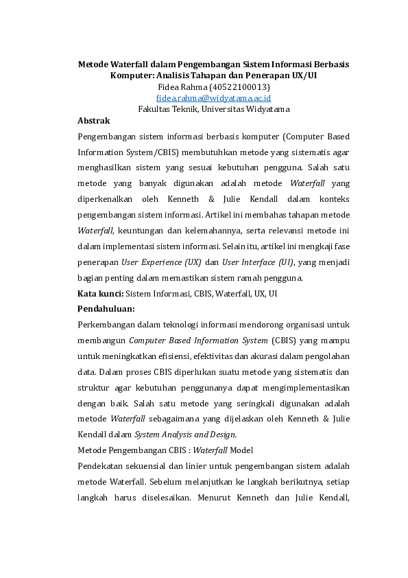 (PDF) Metode Waterfall dalam Pengembangan Sistem Informasi Berbasis Komputer: Analisis Tahapan ...
