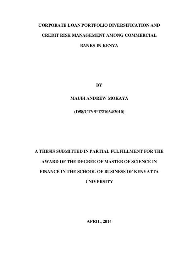 (PDF) Corporate Loan Portfolio Diversification and Credit Risk ...