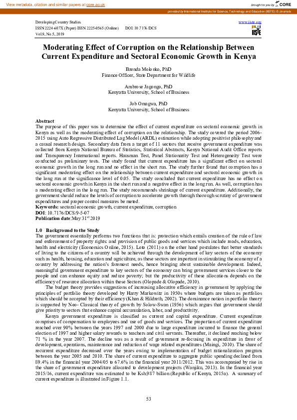 (PDF) Moderating Effect of Corruption on the Relationship Between ...