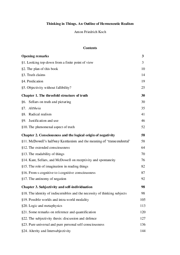 (PDF) Thinking in Things. An Outline of Hermeneutic Realism