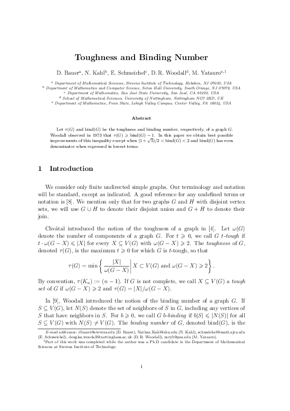 (PDF) Toughness and binding number