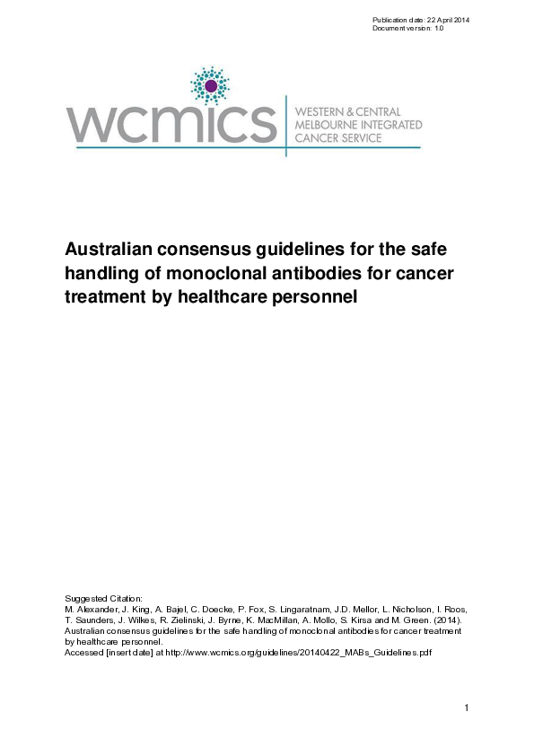 (PDF) Australian consensus guidelines for the safe handling of ...