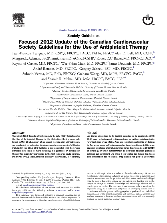 (PDF) Focused 2012 Update of the Canadian Cardiovascular Society ...