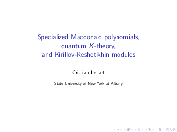 (PDF) Specialized Macdonald polynomials, quantum K-theory, and Kirillov-Reshetikhin crystals