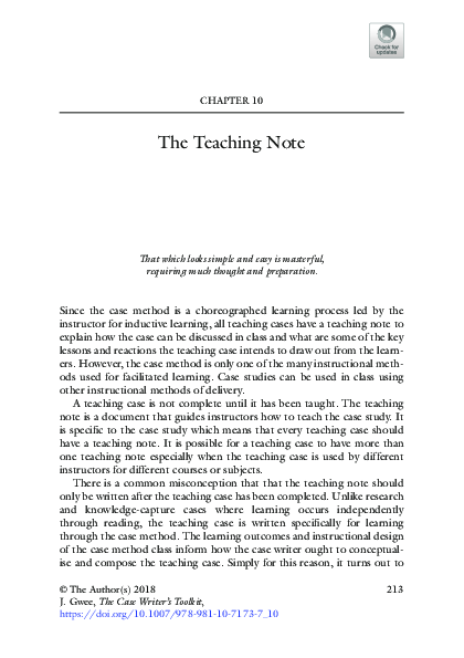 (PDF) The Teaching Note