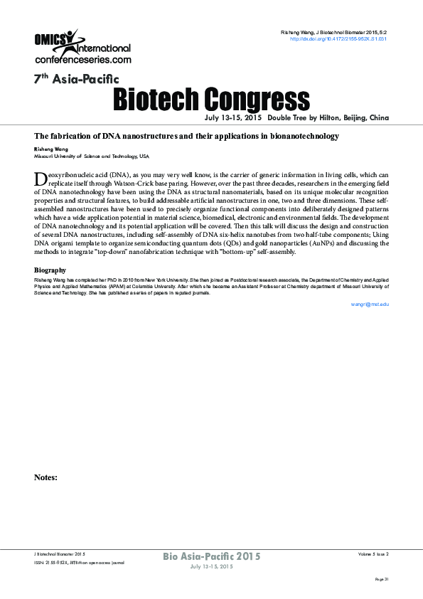 (PDF) The fabrication of DNA nanostructures and their applications in ...