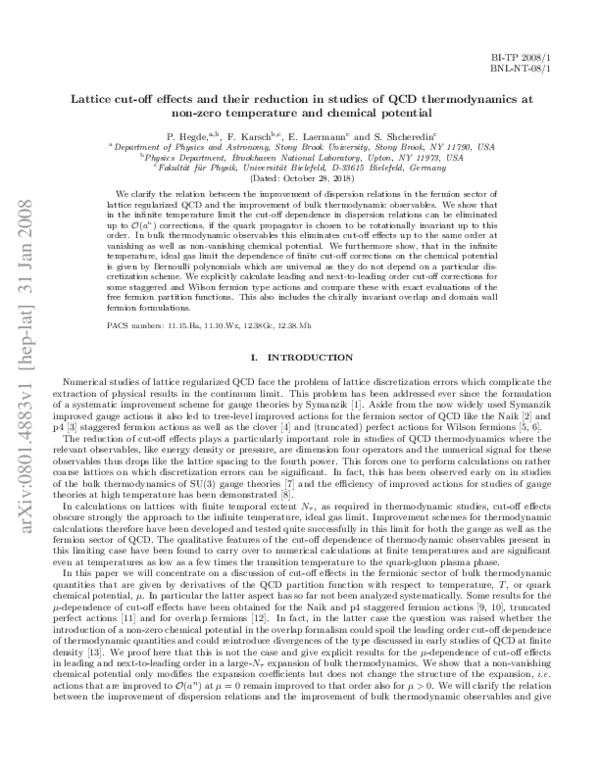 (PDF) Lattice cut-off effects and their reduction in studies of QCD ...