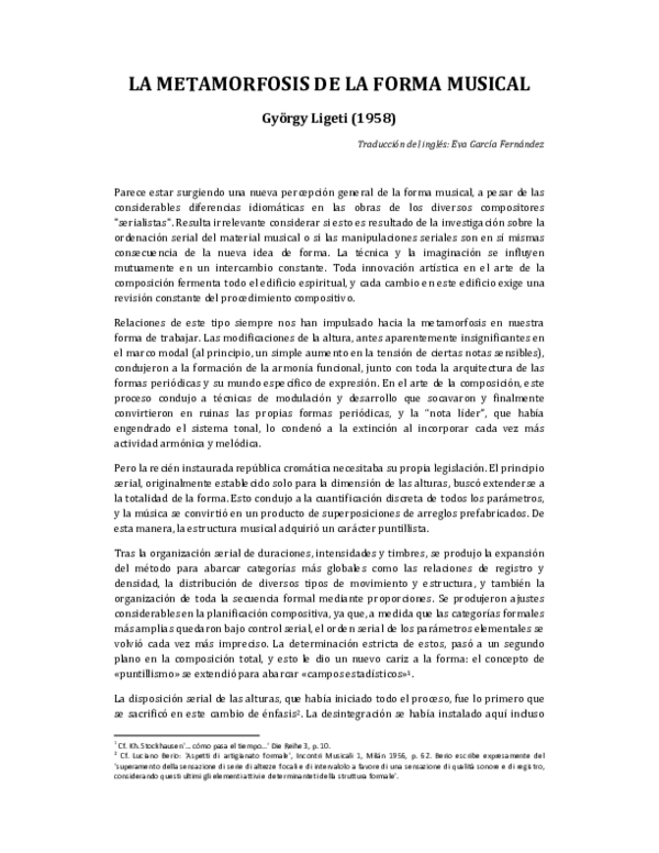 (PDF) LA METAMORFOSIS DE LA FORMA MUSICAL