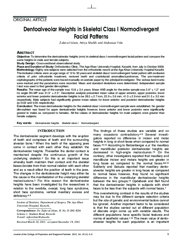 (PDF) Dentoalveolar heights in skeletal class I normodivergent facial ...