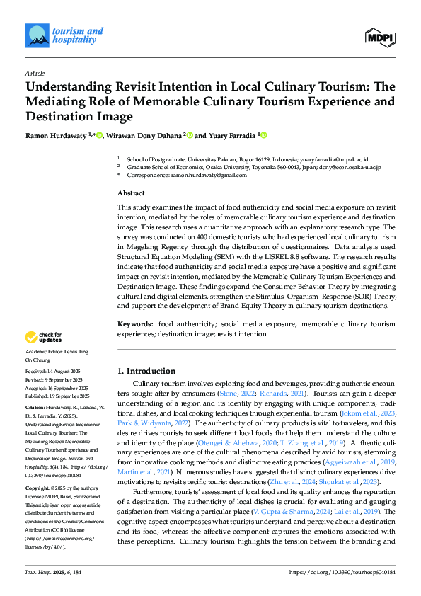 (PDF) Understanding Revisit Intention in Local Culinary Tourism: The ...