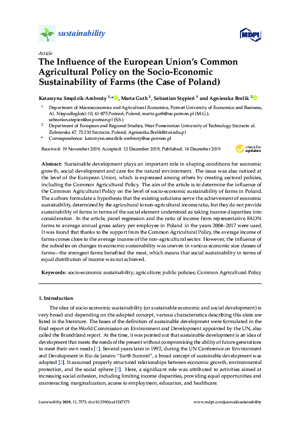 (PDF) The Influence of the European Union’s Common Agricultural Policy ...
