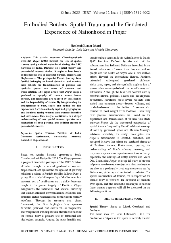 (PDF) Embodied Borders: Spatial Trauma and the Gendered Experience of ...