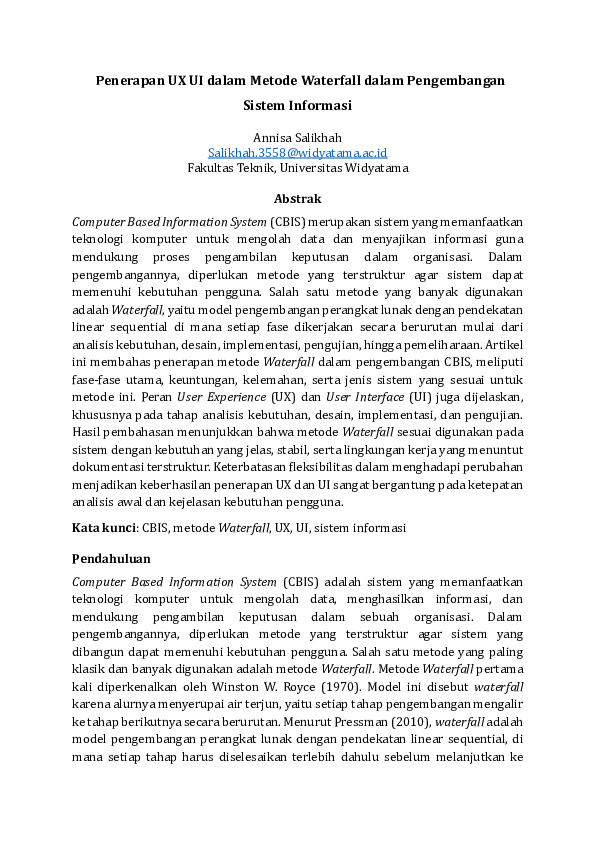 (PDF) Penerapan UX UI dalam Metode Waterfall dalam Pengembangan