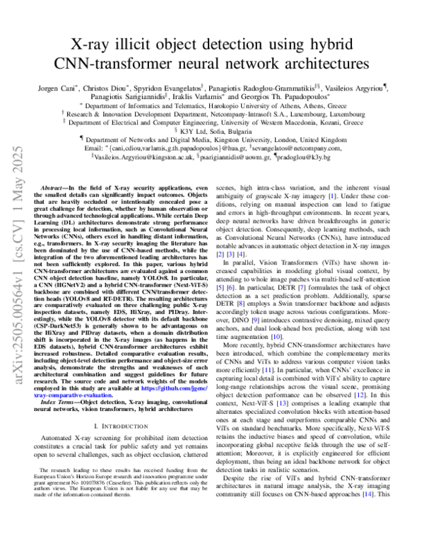 (PDF) X-ray illicit object detection using hybrid CNN-transformer neural network architectures