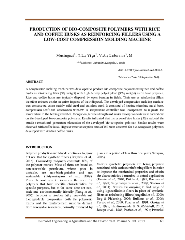 (PDF) Production of Bio-Composite Polymers with Rice and Coffee Husks ...