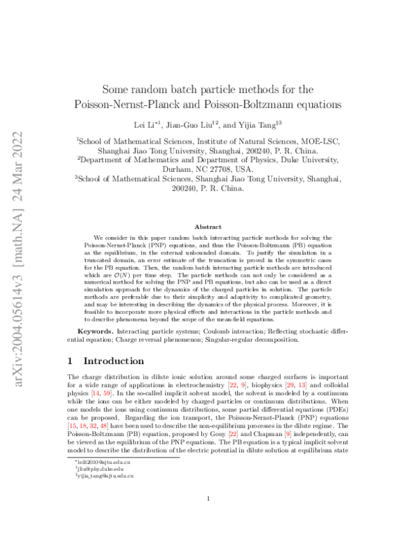 (PDF) A direct simulation approach for the Poisson-Boltzmann equation using the Random Batch Method
