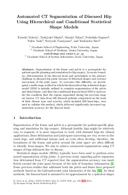 (PDF) Automated CT Segmentation of Diseased Hip Using Hierarchical and ...
