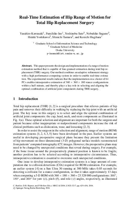(PDF) Real-Time Estimation of Hip Range of Motion for Total Hip ...